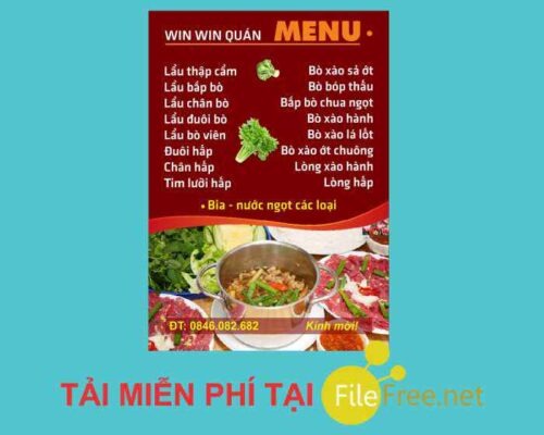 MENU QUÁN NHẬU FILE COREL ĐƠN GIẢN FREE - Filefree.net